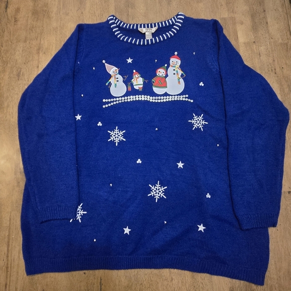 Ugly Christmas Sweater | Sweaters | White Stag Snowman Blue Christmas ...